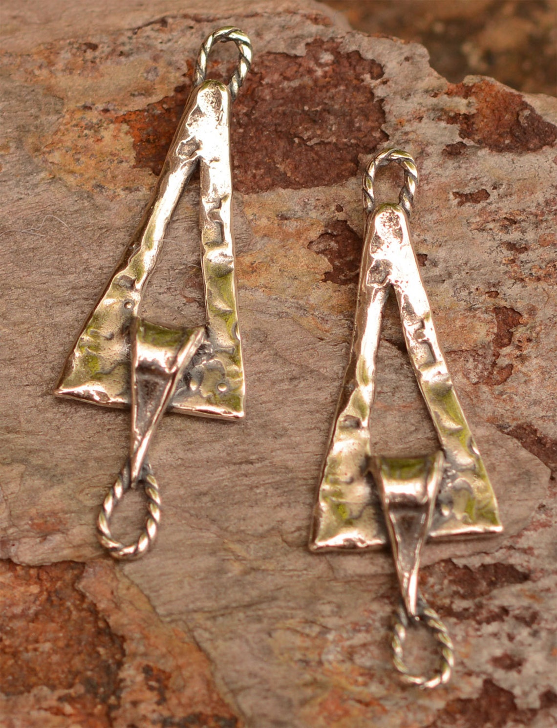 Artisan Triangle Links, Sterling Silver Inside Out Triangle Earring ...