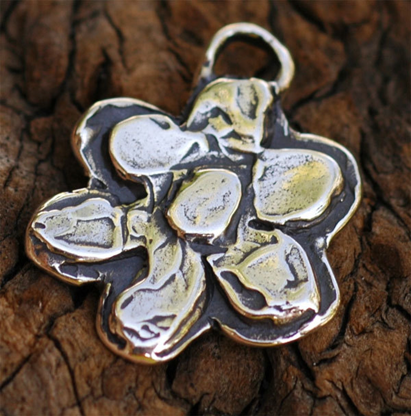 Artisan Layered Big Chunky Flower Charm in Sterling Silver | Etsy