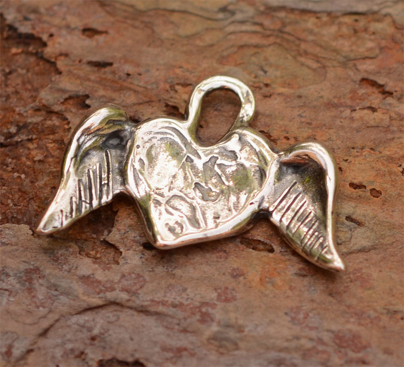 Artisan Winged Heart Charm in Sterling Silver, SS-147 - Etsy