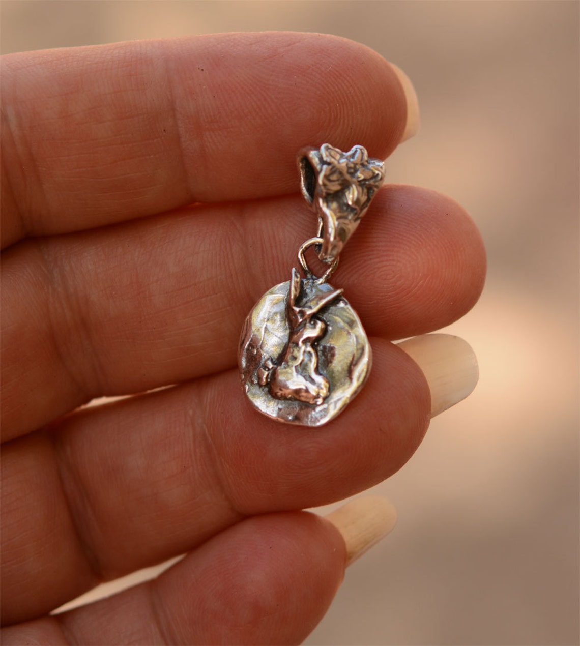 Bunny Rabbit Charm With Adorned Flower Bail in Sterling Silver - Etsy