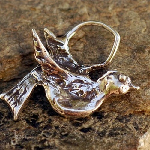 Sterling Siver Bird Charm // Rustic Blue Bird Charms - Etsy