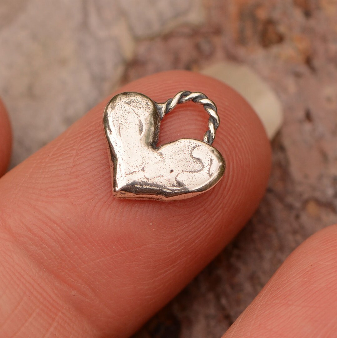 Small Heart Charm With Twist Loop, Sterling Silver, SS-554 - Etsy