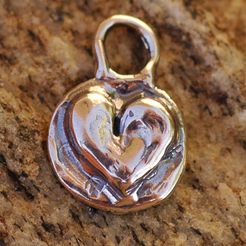 Heart on Round Background Charm in Sterling Silver CH-172 - Etsy
