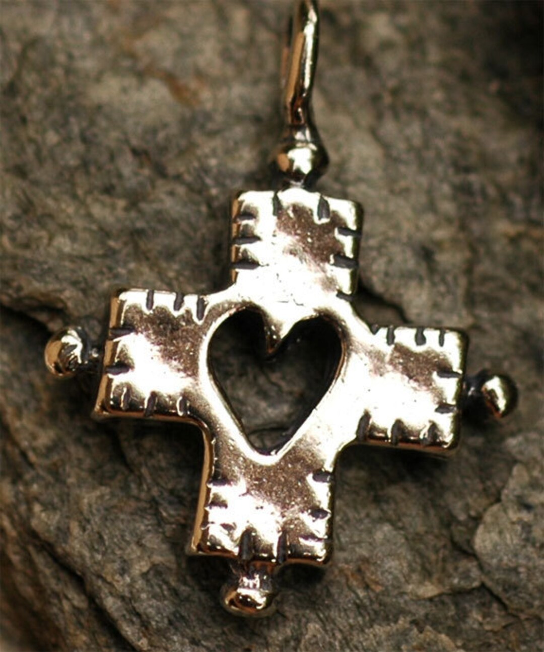 Cross With Heart Cut-out Charm or Pendant in Sterling Silver, SS-117 - Etsy