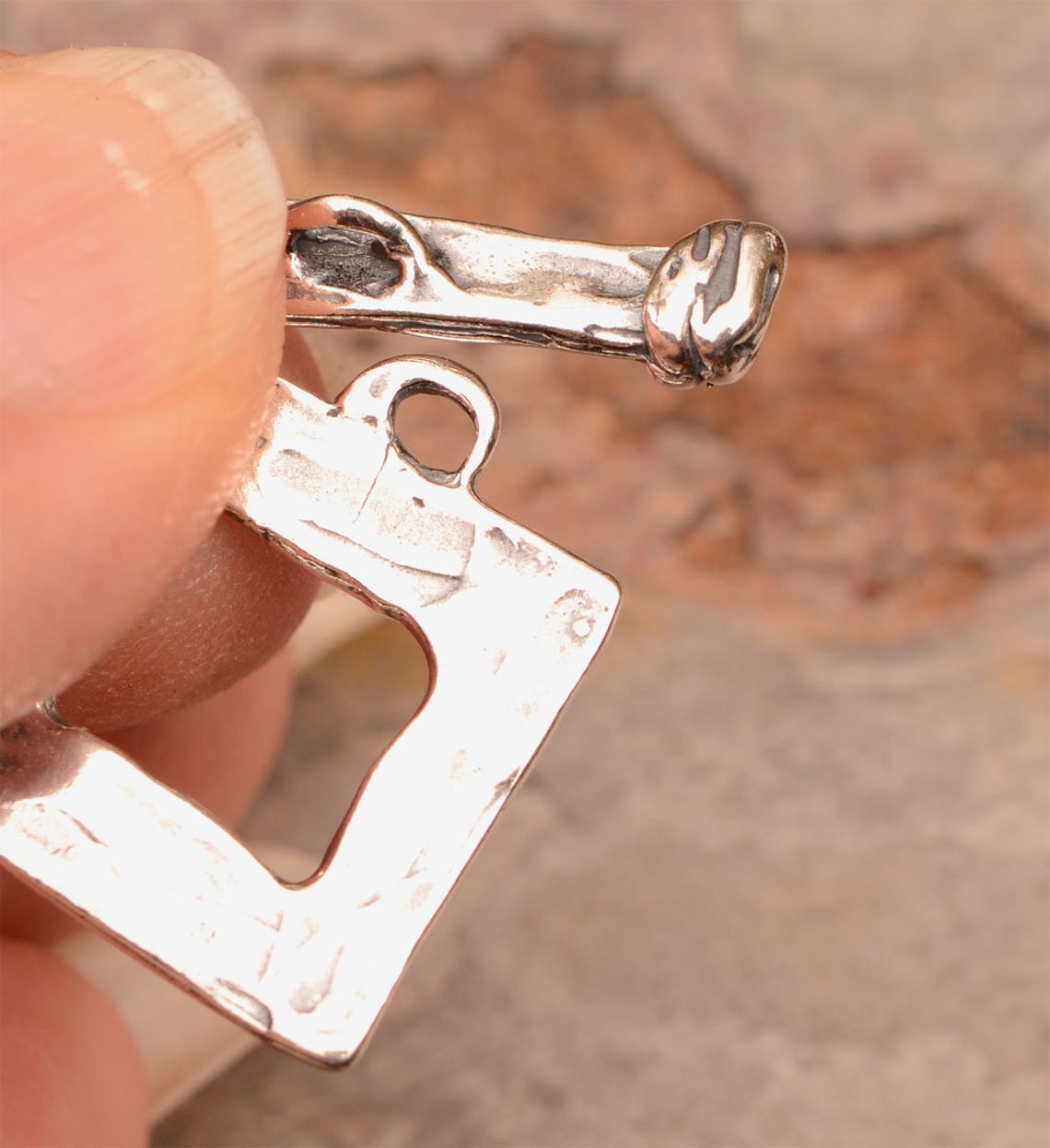 Square Toggle in Sterling Silver Rustic Clasp PX-14 - Etsy