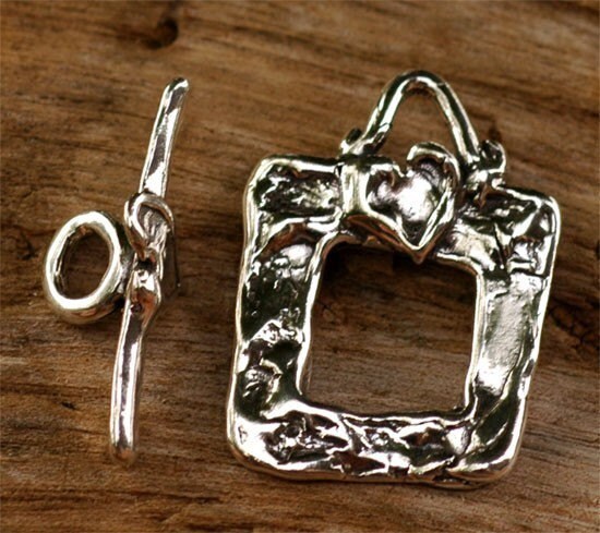 Heart on a Square Toggle in Sterling Silver CL-07-7A | Etsy