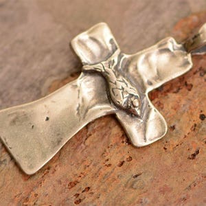 Fish on Cross Sterling Silver Pendant - Etsy