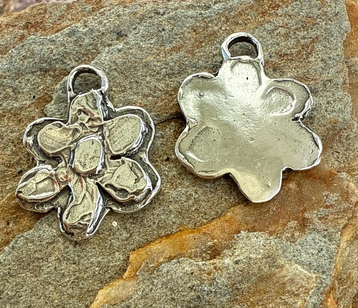 Artisan Layered Big Chunky Flower Charm in Sterling Silver, SS-140A - Etsy