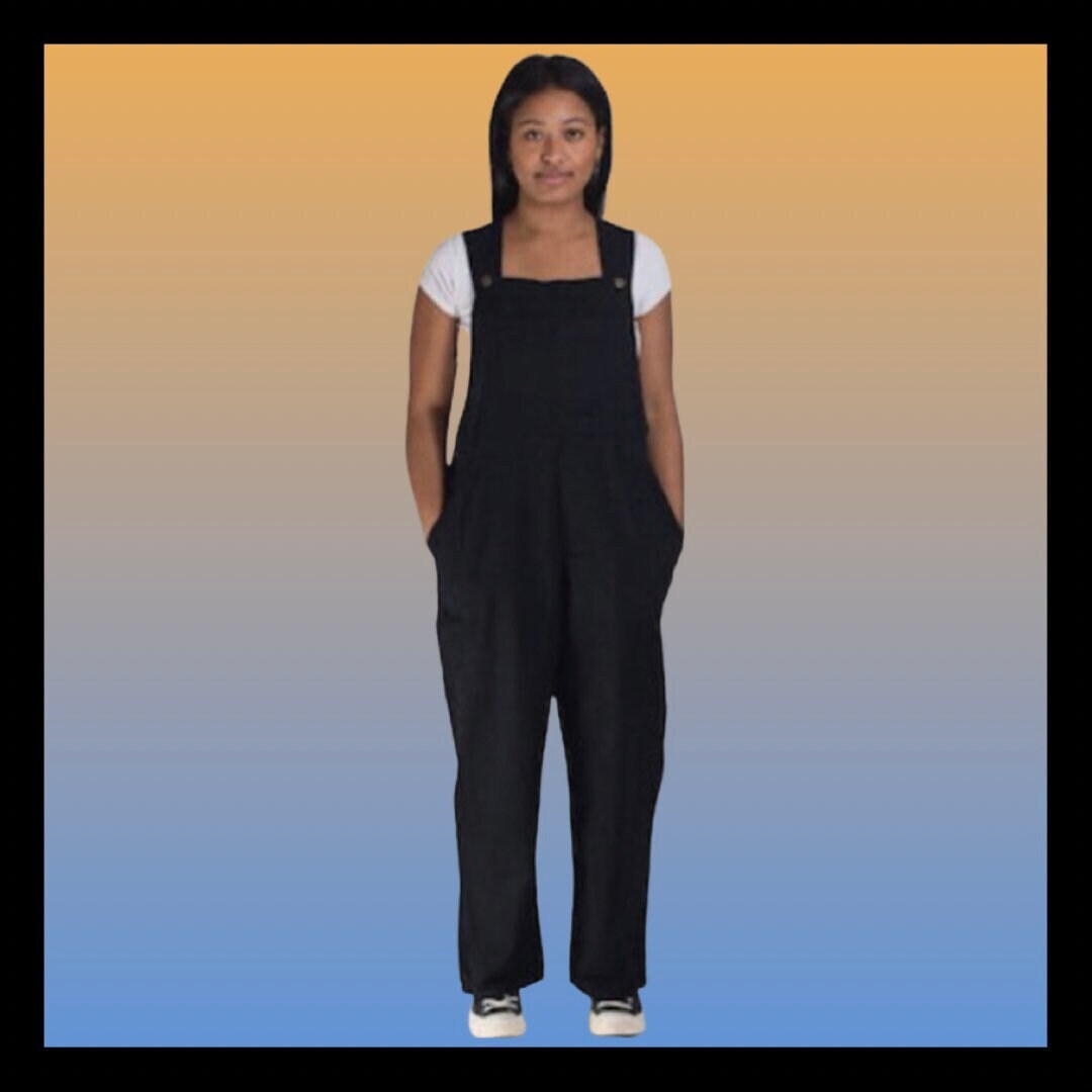 Black Cotton Overalls With Full Length Pants Available in XS - Etsy