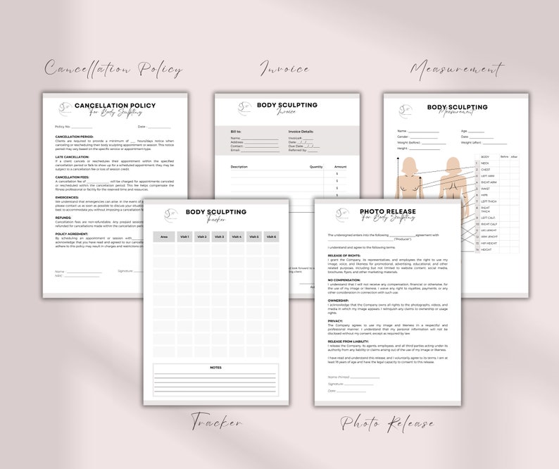 Body Sculpting and Contouring Intake Forms, Editable Esthetician Client ...