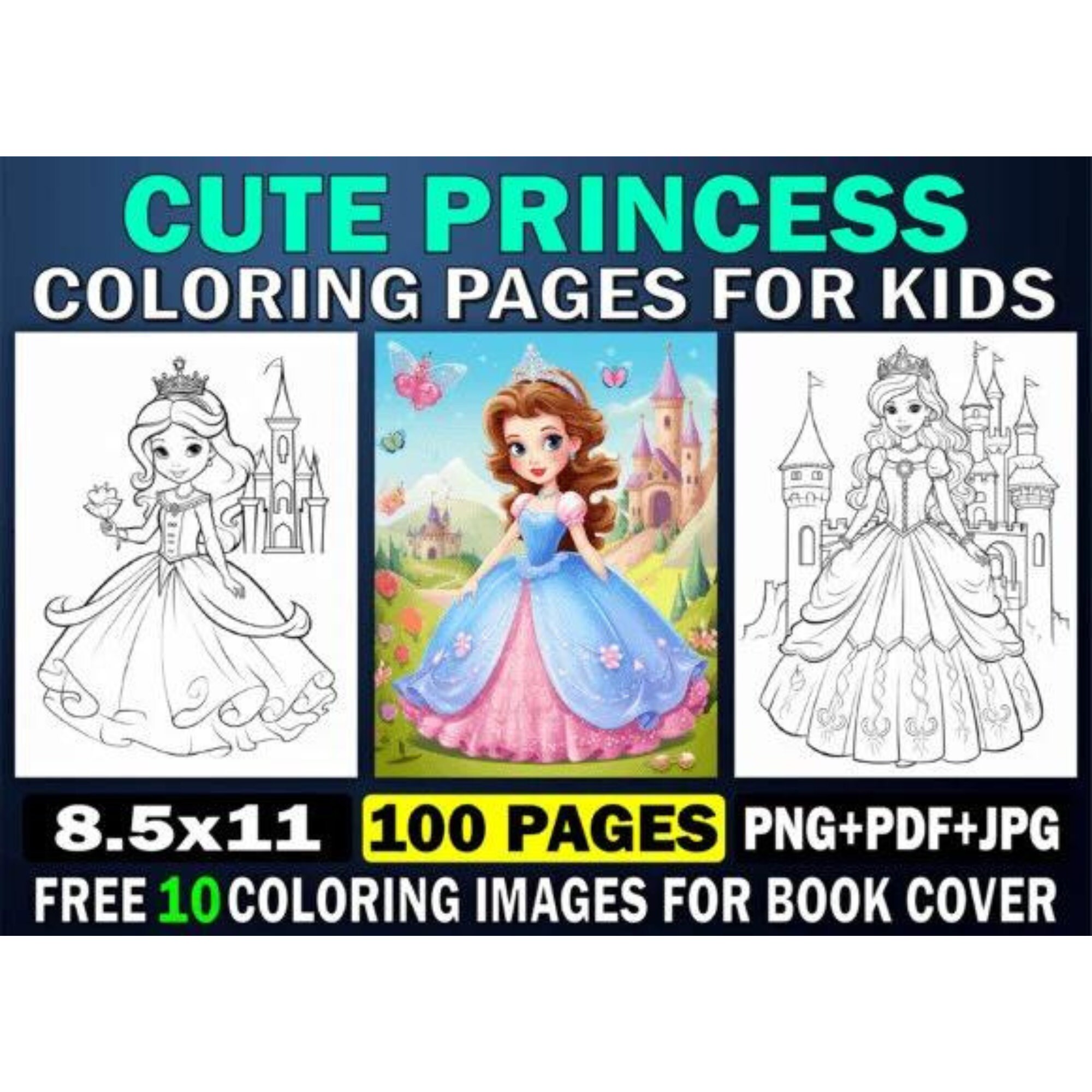 Cute Princess Coloring Pages for Kids Coloring Book Princess Coloring ...