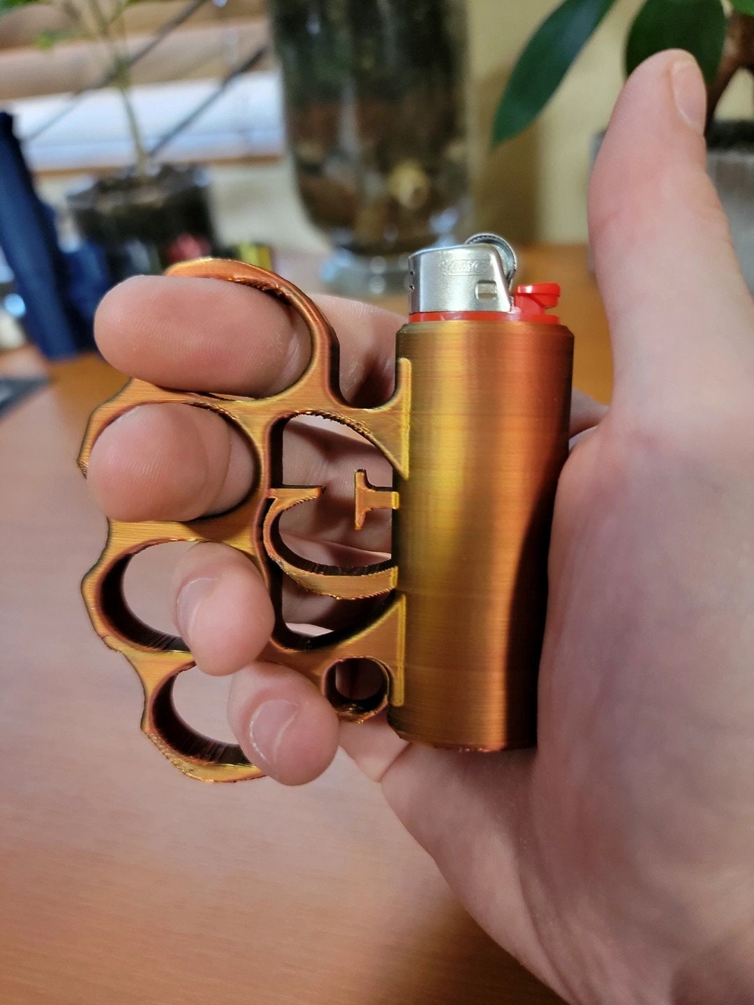 3D Printed Brass Knuckles BIC Sleeve Trendy and Functional Brass ...