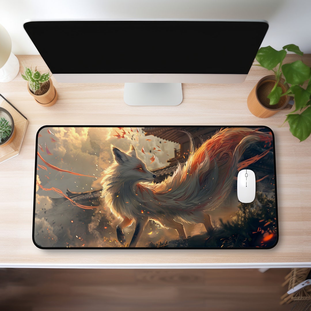 Red Fox Inari Kitsune Kami Cute Mousepad Kawaii Desk Decor Gaming Desk ...