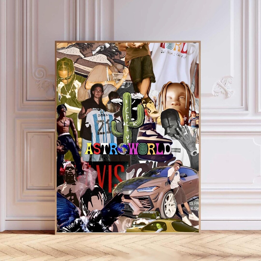 Astroworld Collage Poster Travis Scott Fan Article Wall Decoration Hip ...