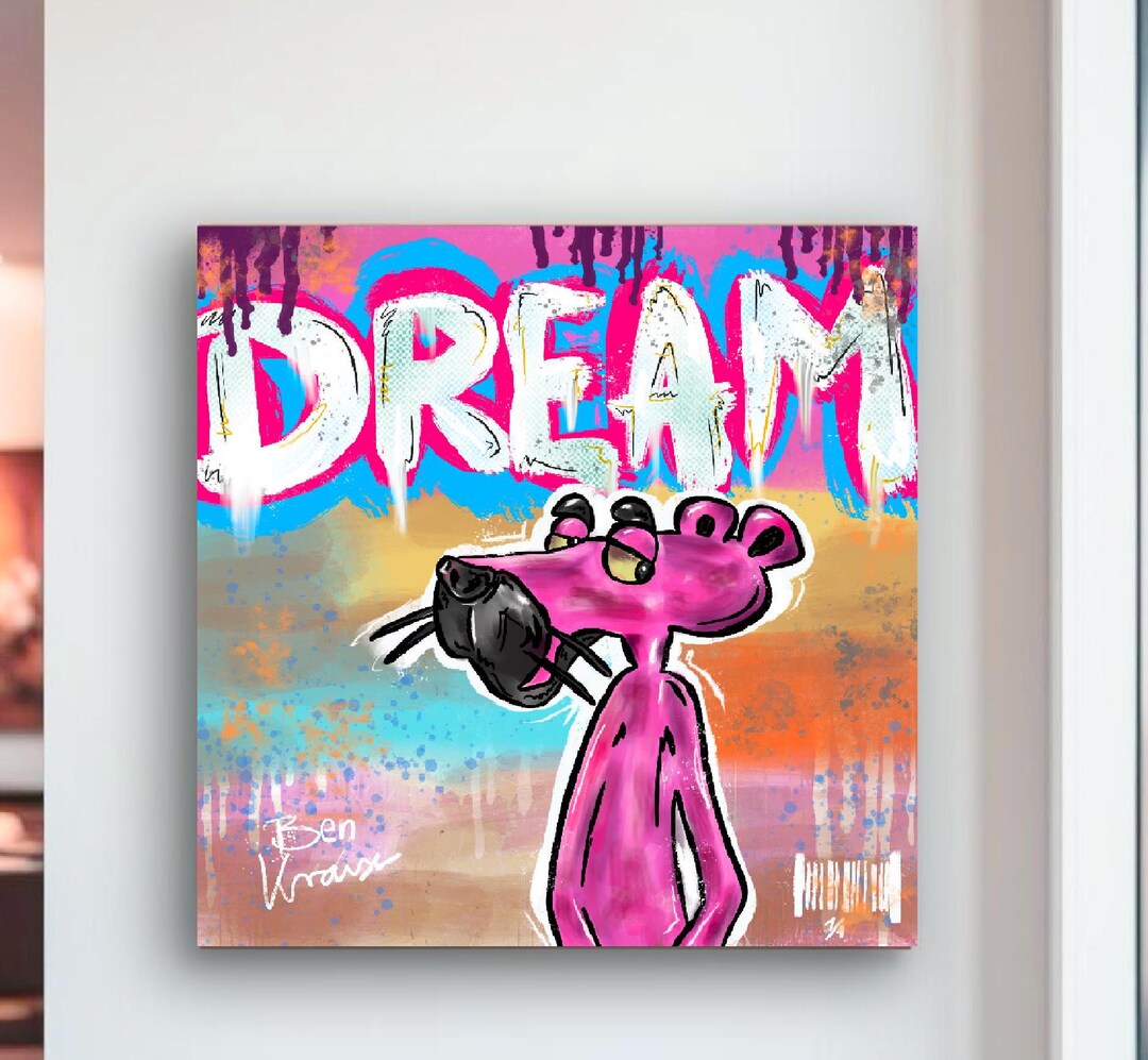 Canvas Picture Pink Panther Pop Art Canvas Pink Painting Comic Style ...