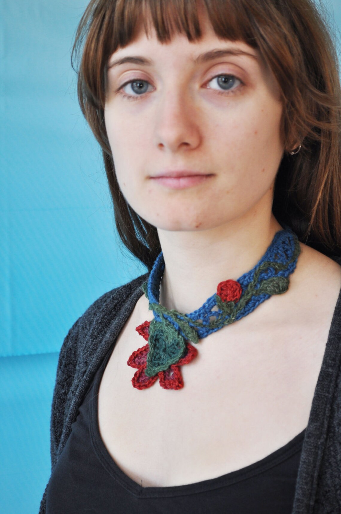 Crocheted Hemp Necklace With Freeform Flowers and Vines - Etsy