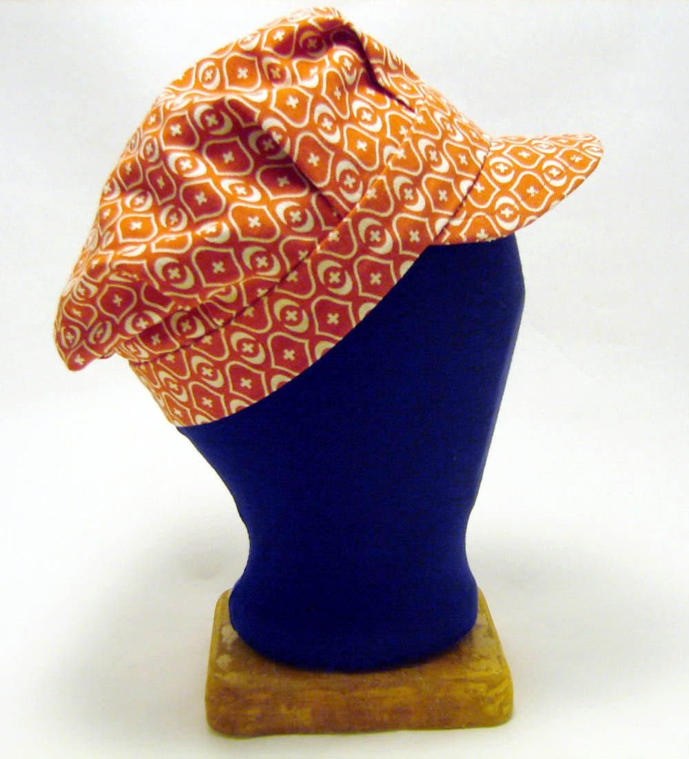 Snappy Orange Engineer Hat in Cotton Canvas With Geometric Print - Etsy