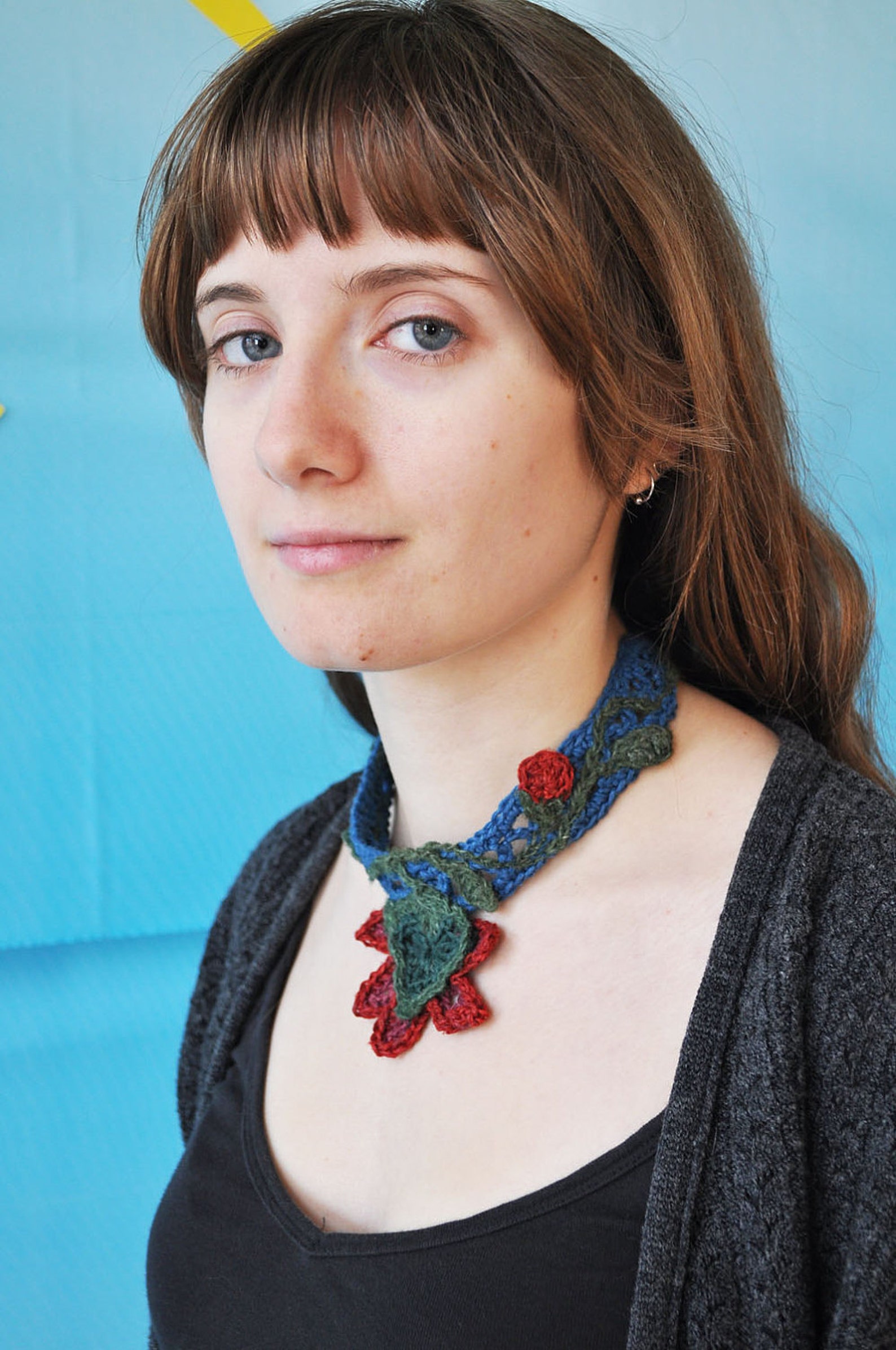 Crocheted Hemp Necklace With Freeform Flowers and Vines - Etsy