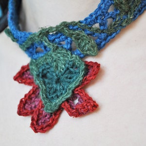 Crocheted Hemp Necklace With Freeform Flowers and Vines - Etsy