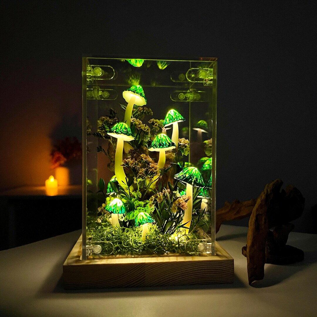 Handcrafted Mushroom Night Light | Real Flowers Decor | Mini Plant ...