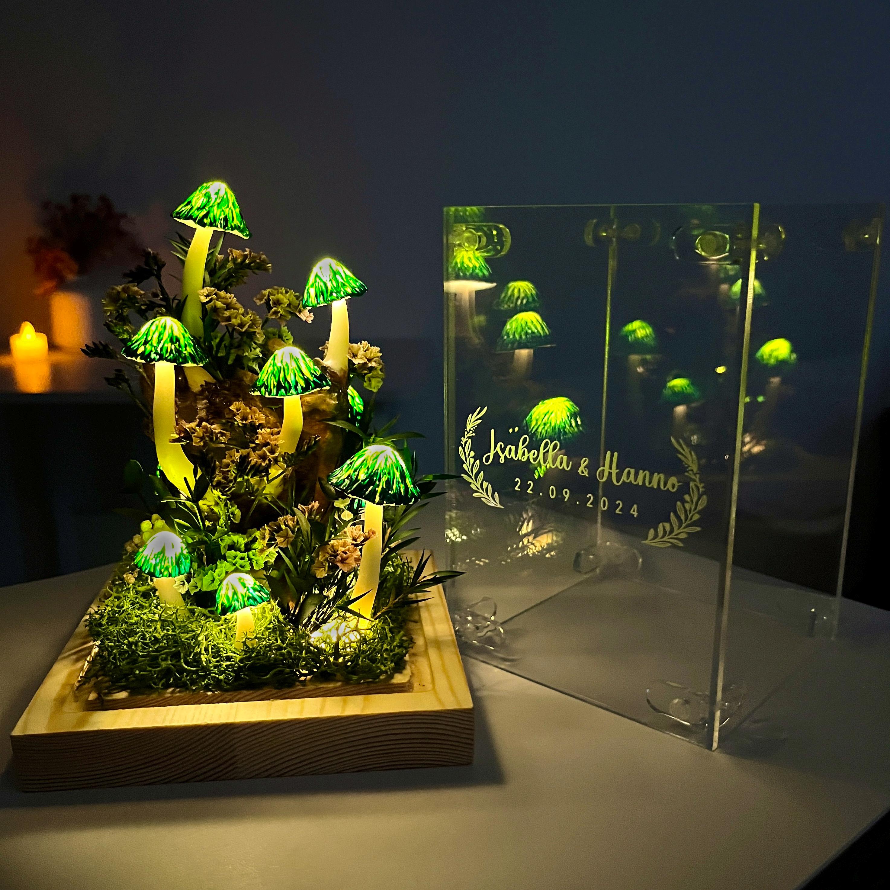 Handcrafted Mushroom Night Light | Real Flowers Decor | Mini Plant ...