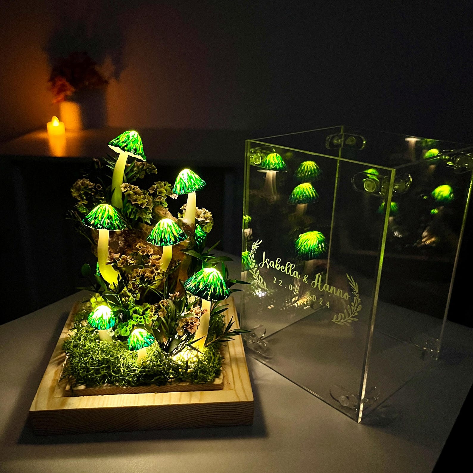 Handcrafted Mushroom Night Light | Real Flowers Decor | Mini Plant ...