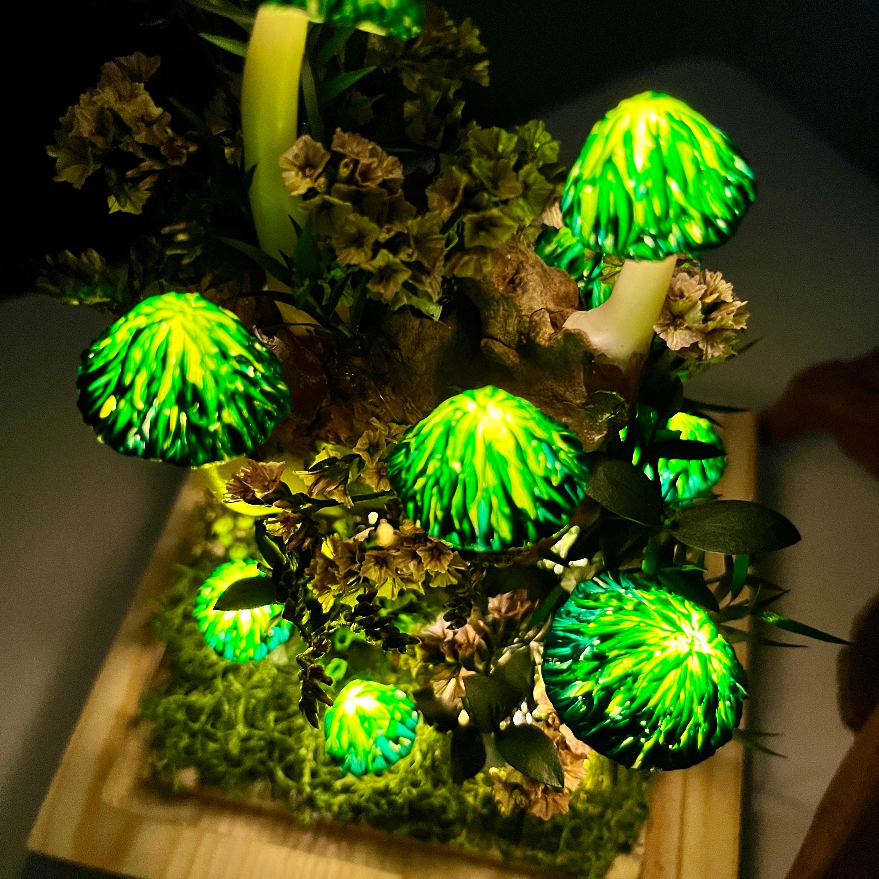 Handcrafted Mushroom Night Light | Real Flowers Decor | Mini Plant ...