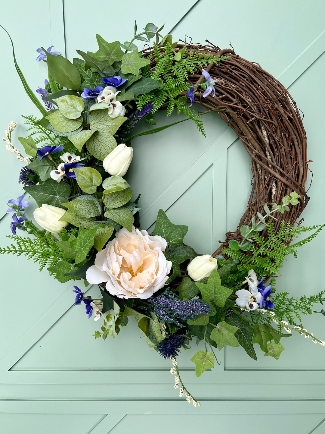 Spring Summer Wreath, Summer Greenery Wreath, Summer Flower Wreath ...