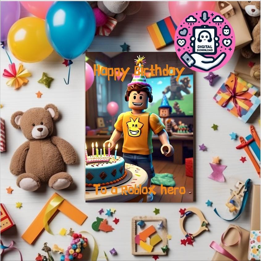 Roblox Birthday Card, Birthday Card, Digital Download, Roblox, Gamer ...