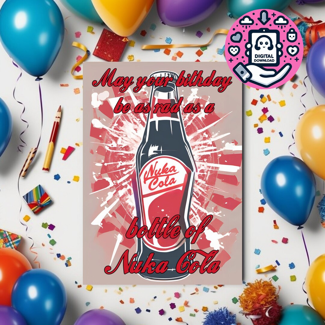 Fallout, Nuka Cola, Fallout Boy, Caps, Digital Download, Greeting Card ...