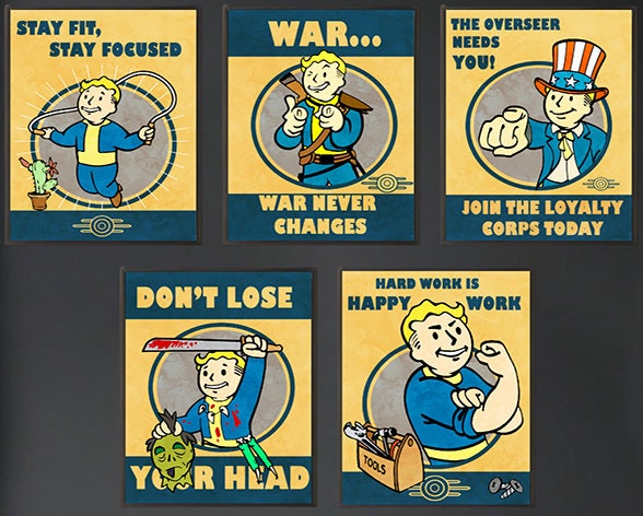 Fallout Poster Set of 5 Instant Digital Download Vault-tec,print Wall ...