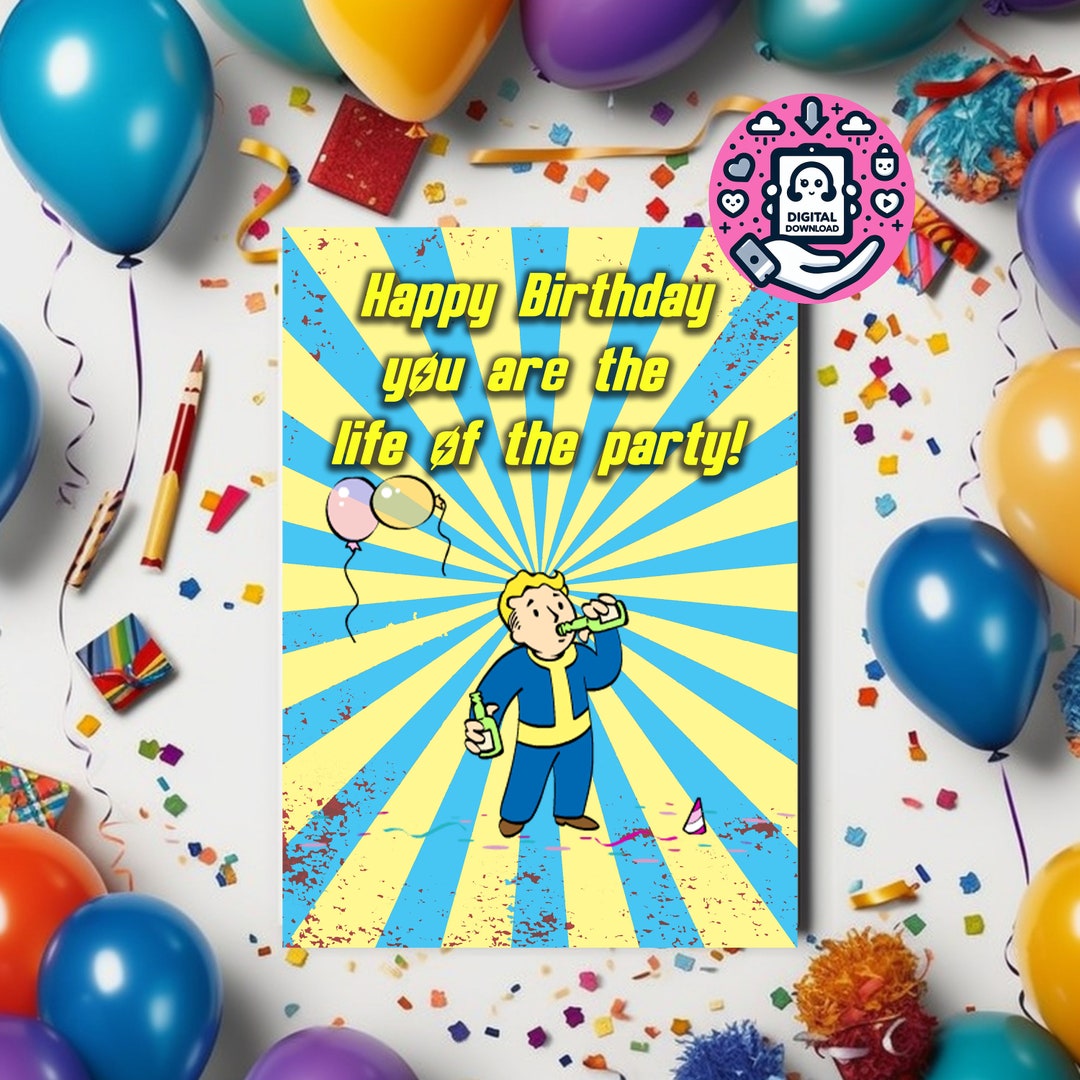 Fallout Birthday Card, Fallout Boy, Digital Download, Greeting Card ...