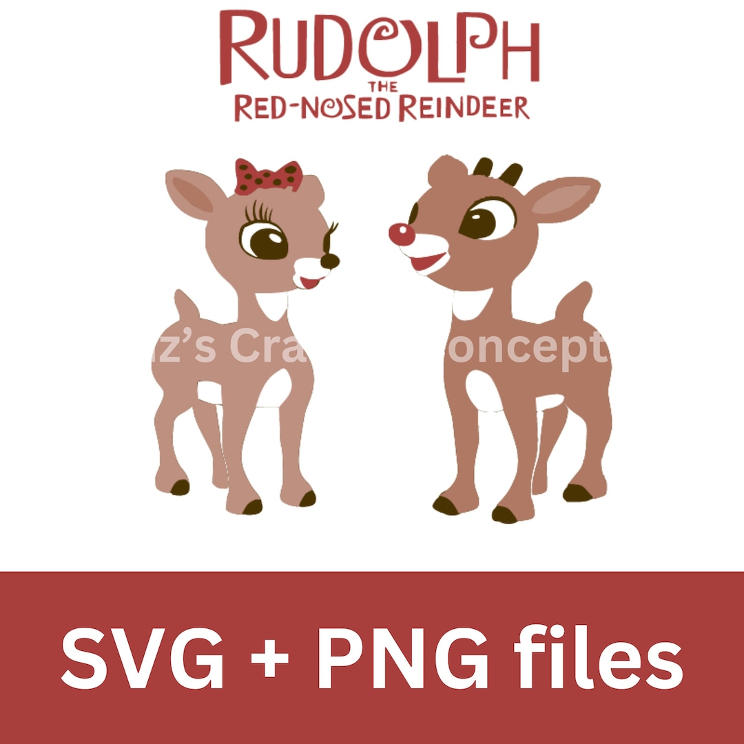 Rudolph and clarice svg png, Rudolph the red nose reindeer cutting file, Cricut, silhouette ...