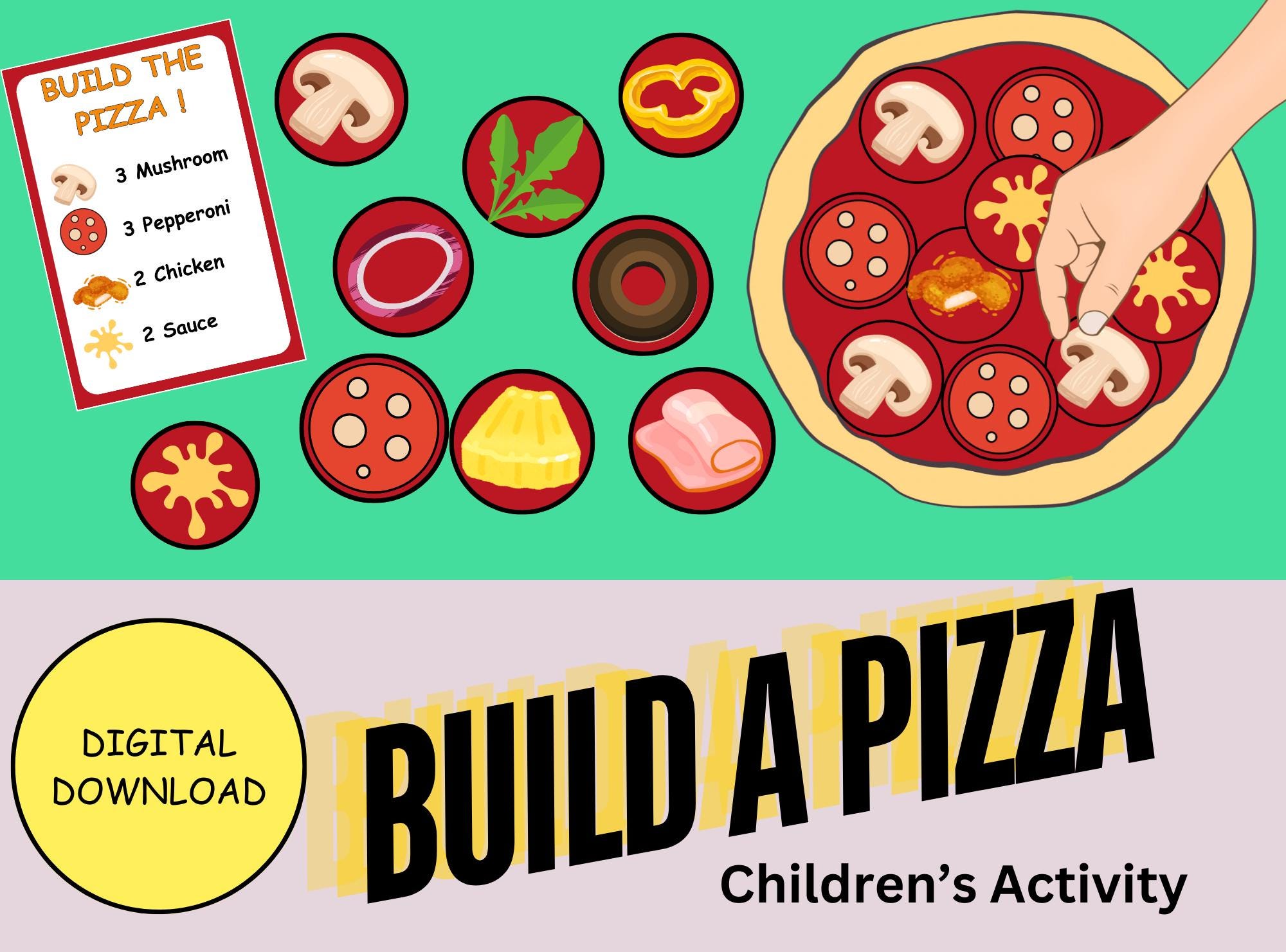 BUILD A PIZZA | Craft Printable | Kid's Activities | Interactive ...