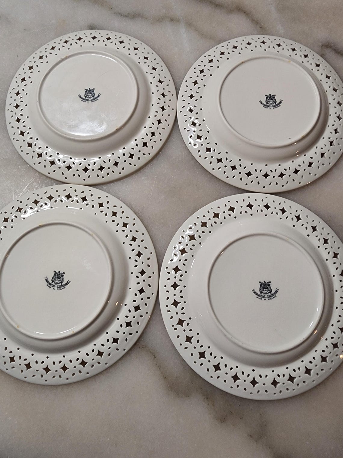 Authentic Leedsware Made in England . Pierced Creamware Plates. - Etsy