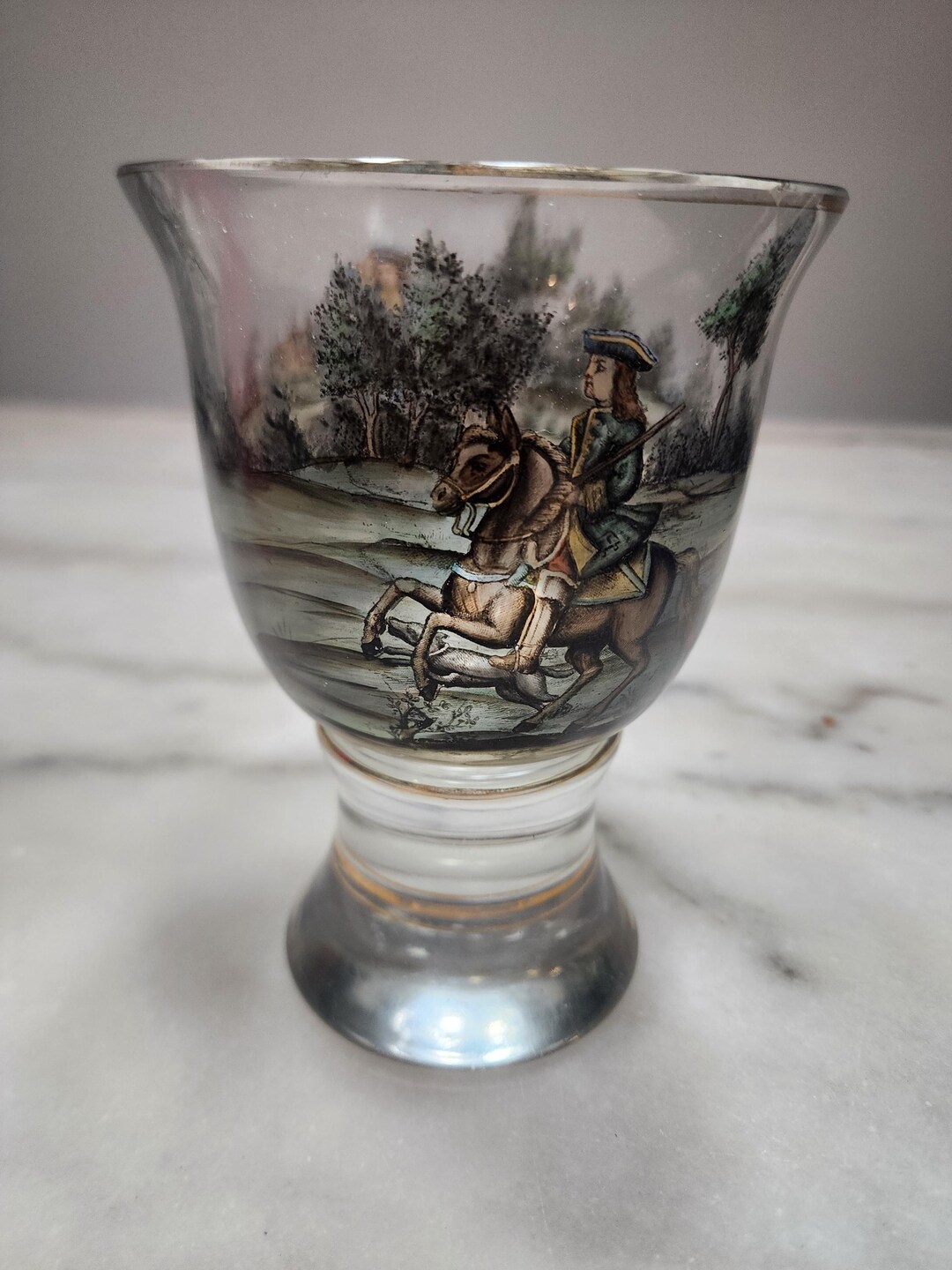 Decorative Bohemian Goblets Featuring a Painted Landscape. May Be an ...