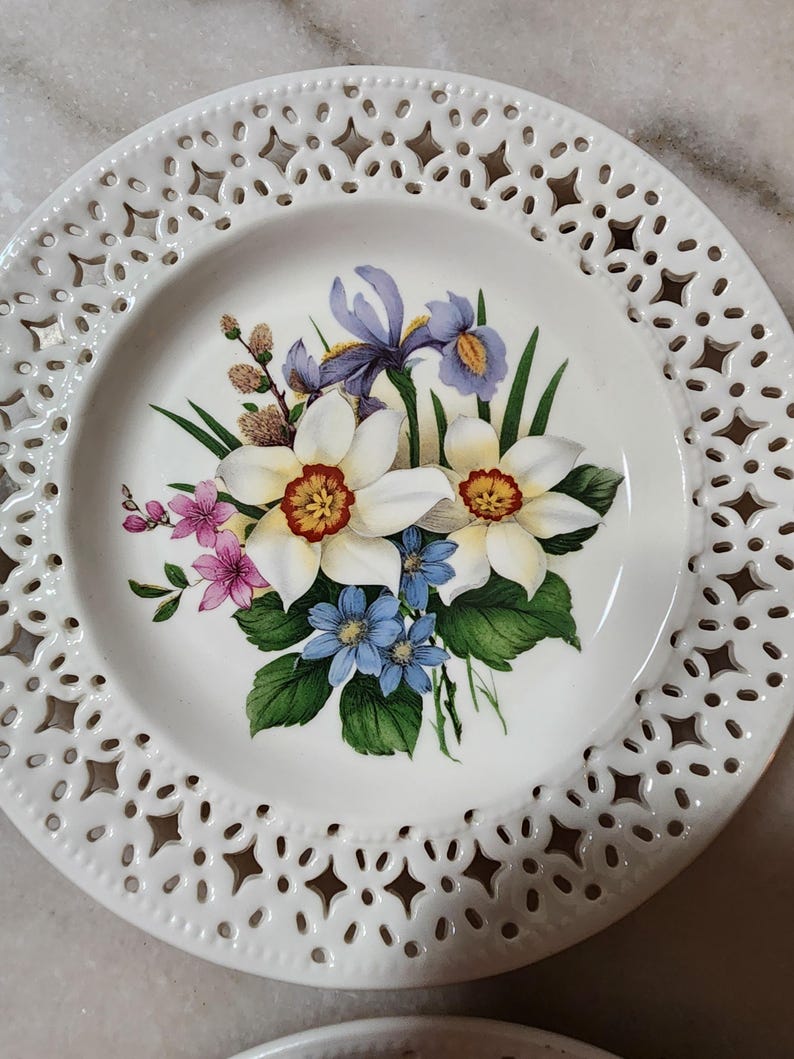 Authentic Leedsware Made in England . Pierced Creamware Plates. - Etsy