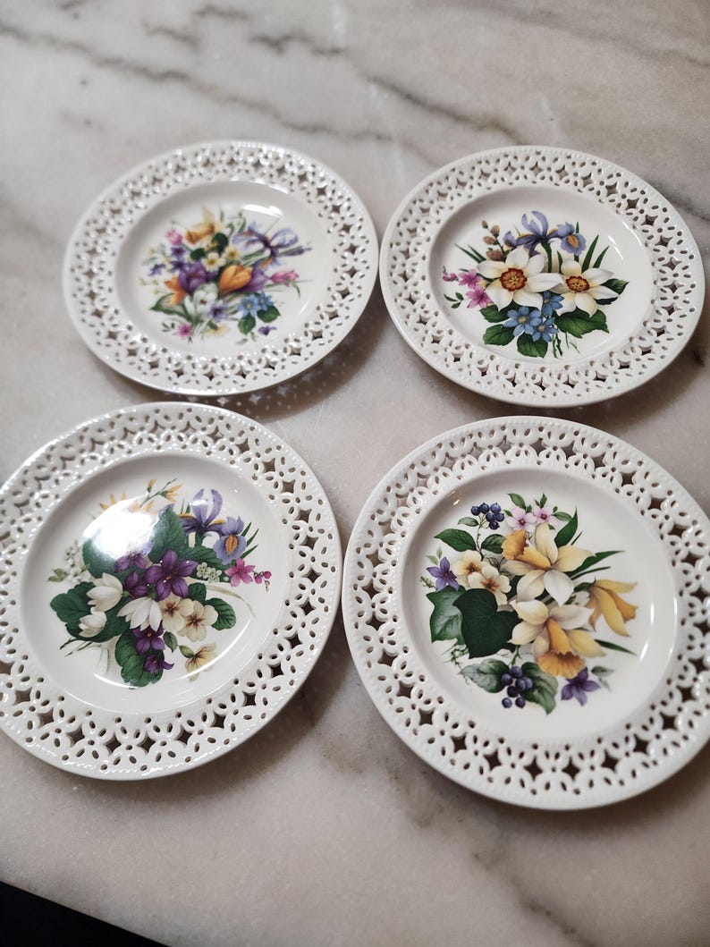 Authentic Leedsware Made in England . Pierced Creamware Plates. - Etsy