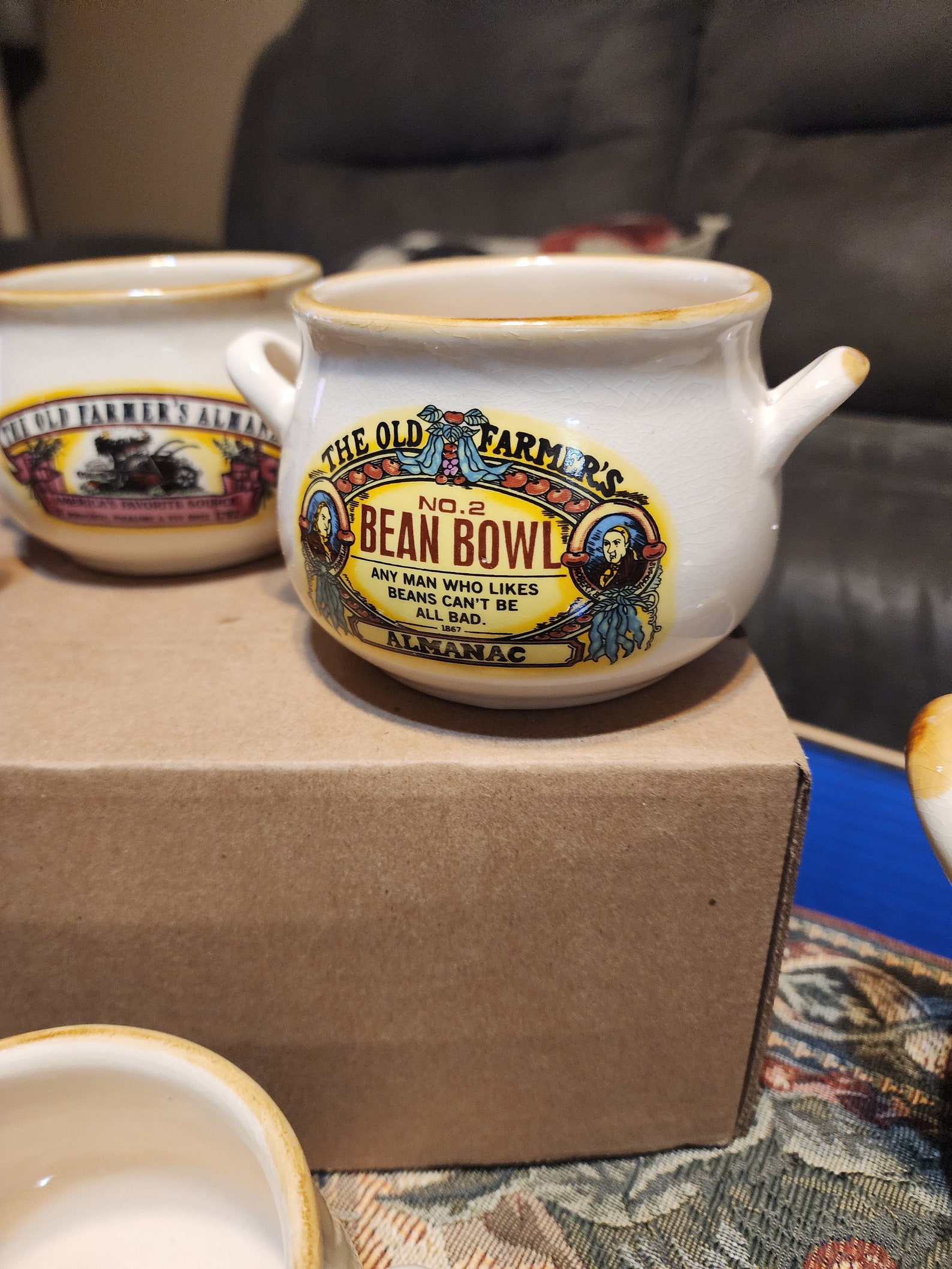 The Old Farmers Bean Pot With 4 Bean Bowls. - Etsy