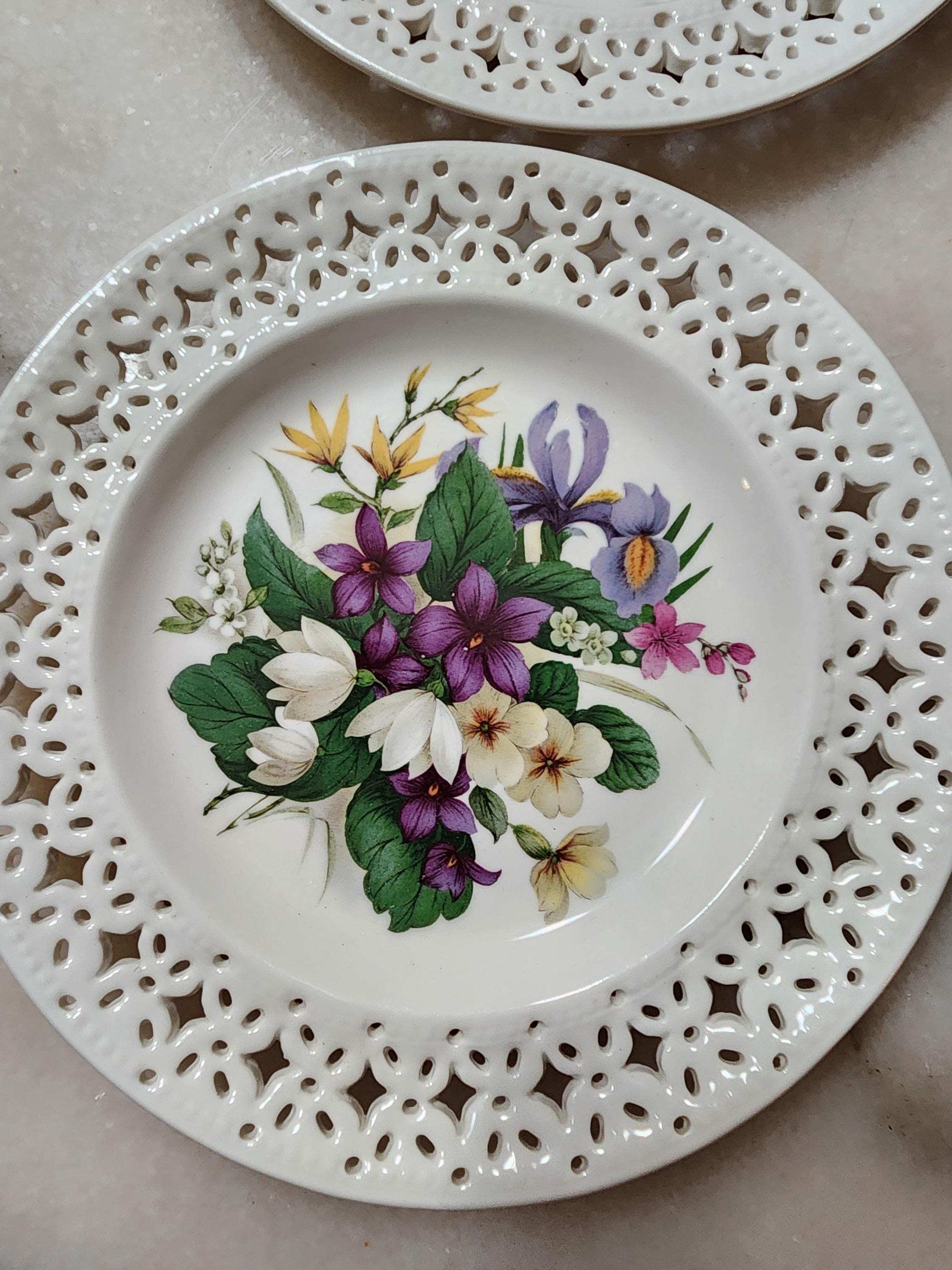 Authentic Leedsware Made in England . Pierced Creamware Plates. - Etsy