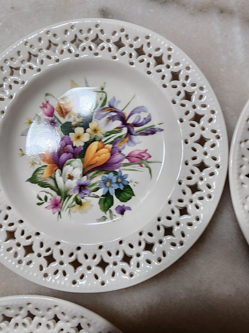 Authentic Leedsware Made in England . Pierced Creamware Plates. - Etsy