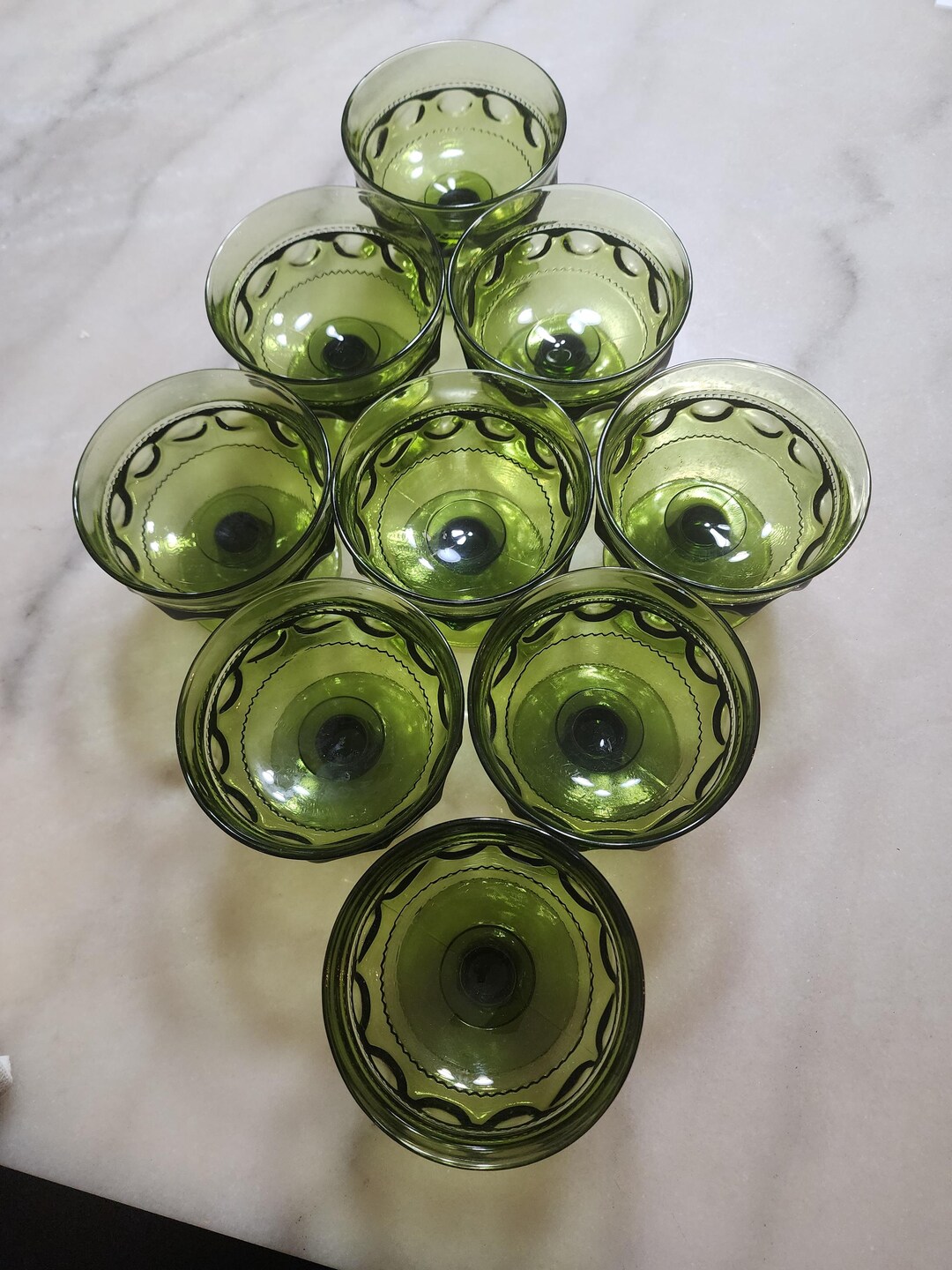 Vintage Colony Crown Green Glass Thumbprint Sherbert Dishes - Etsy