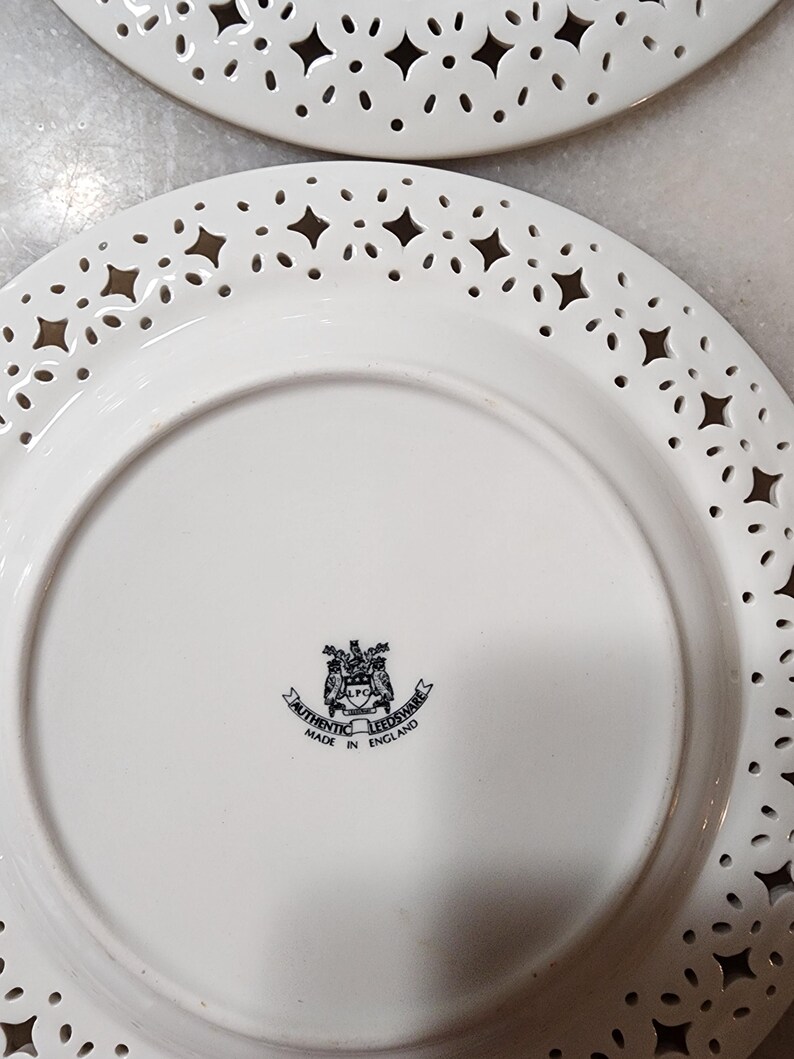 Authentic Leedsware Made in England . Pierced Creamware Plates. - Etsy