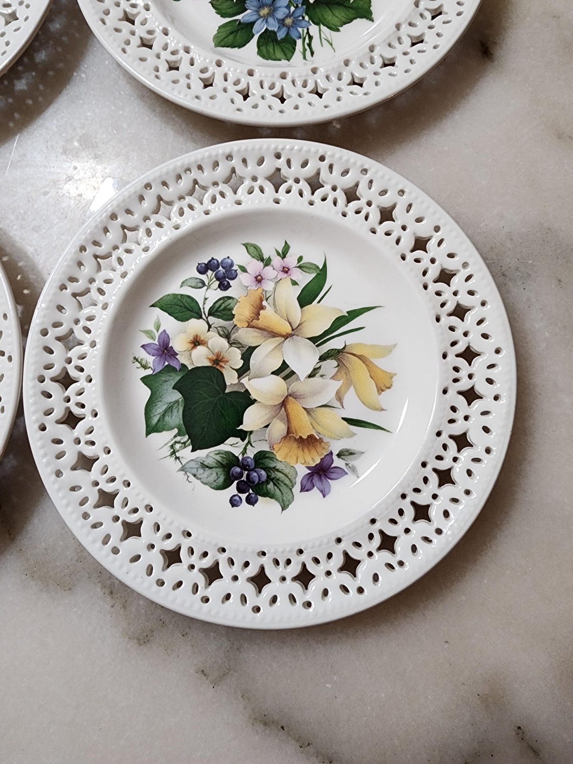 Authentic Leedsware Made in England . Pierced Creamware Plates. - Etsy