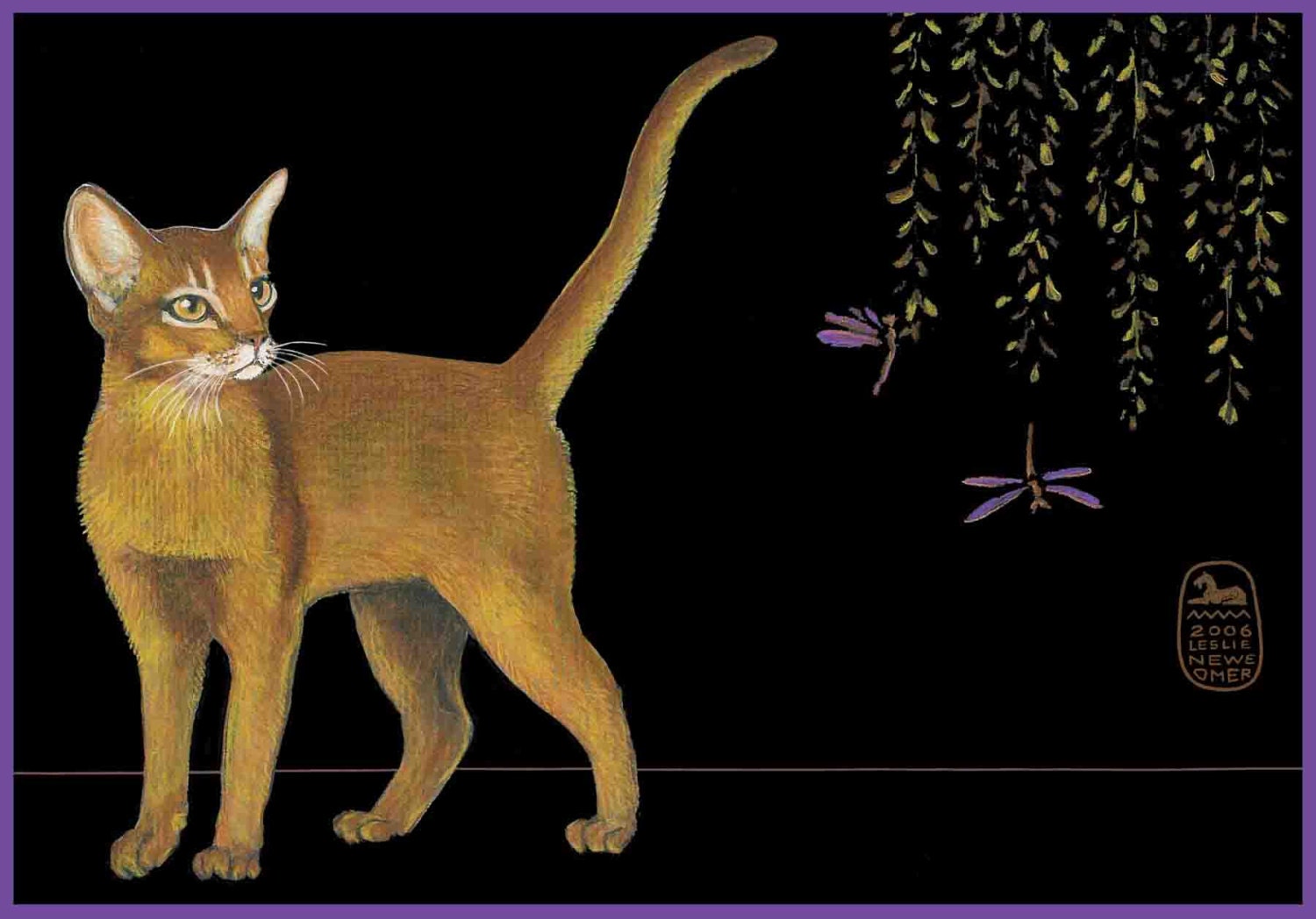 Art Print, Abyssinian Cat Watching Dragonfly, - Etsy