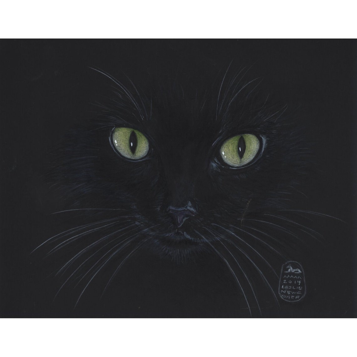 I Am the Night, Black Cat Drawing, Cat Eyes in the Dakk - Etsy