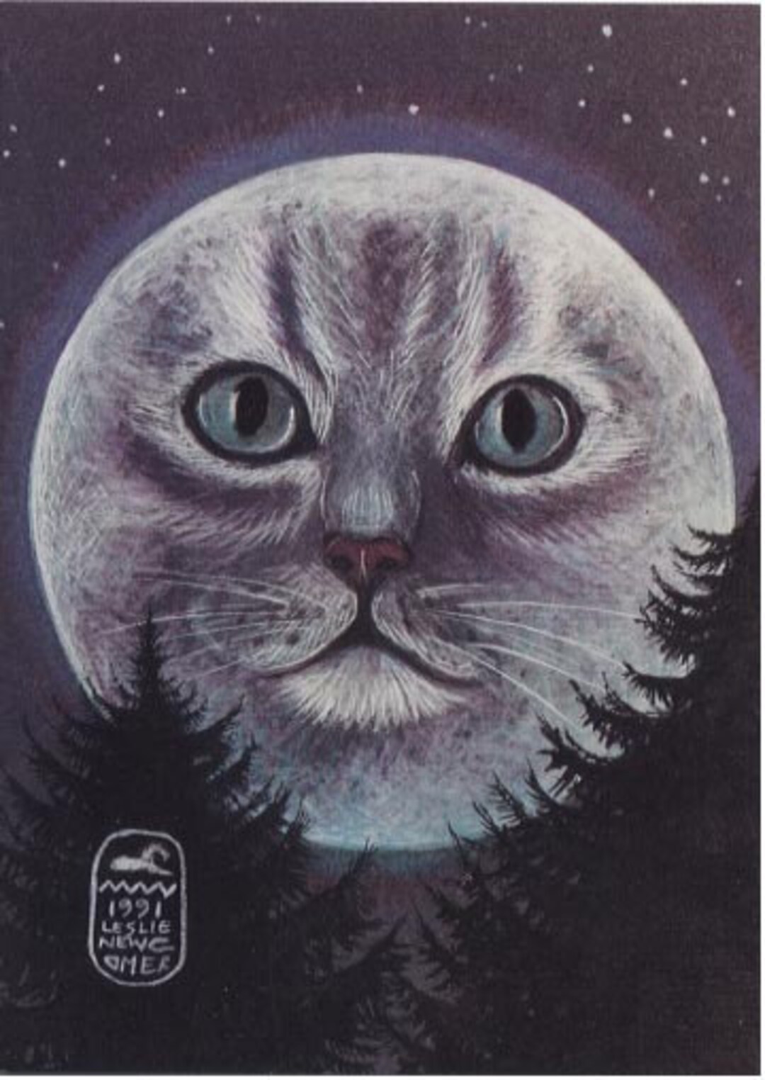 Cat in the Moon Moon Goddess Print of an Original Painting - Etsy