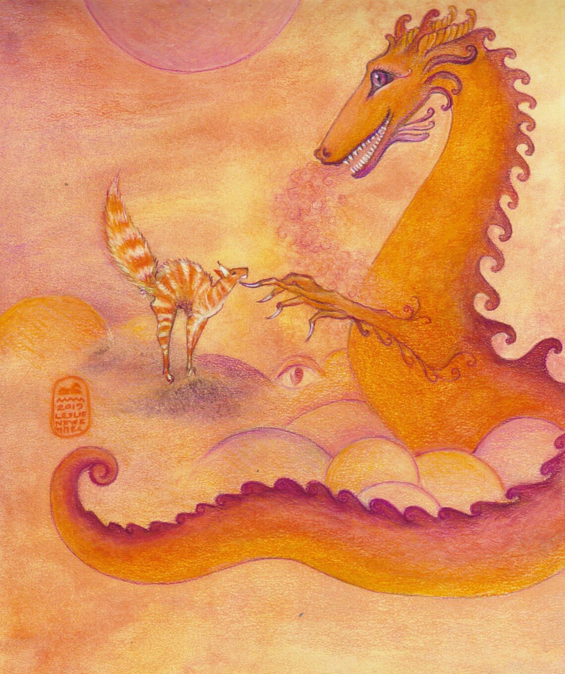 Cat and Dragon Print "scritch" - Etsy