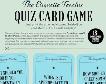 Etiquette Quiz Card Game for Kids (ages 8-12) (digital Download) - Etsy