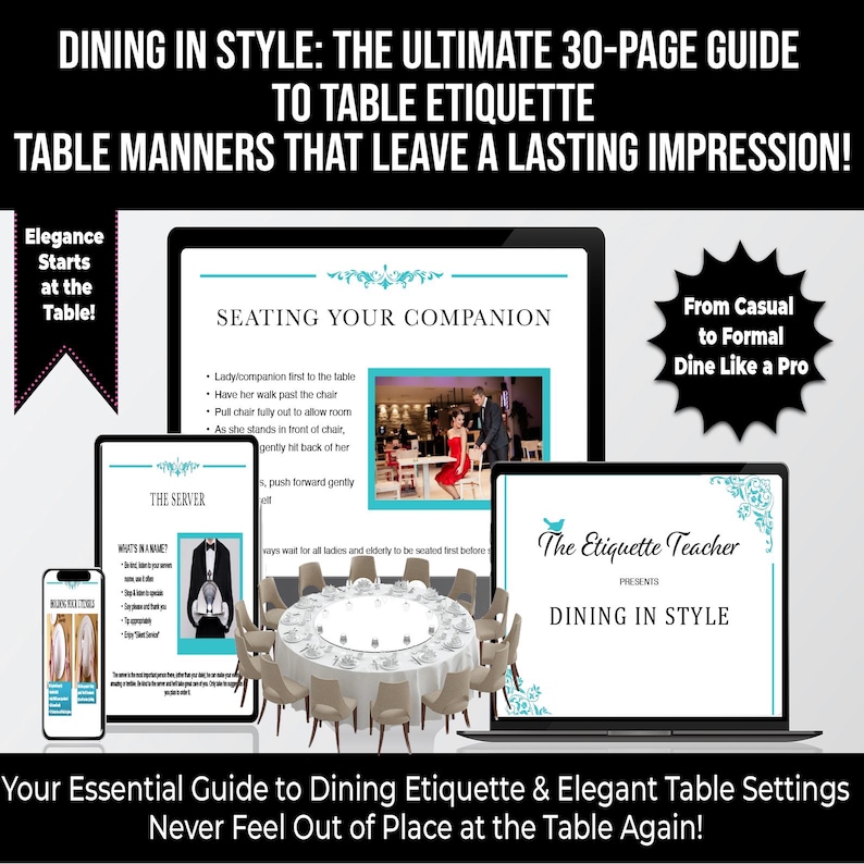 Dining in Style: the Ultimate 30-page Guide to Table Etiquette,polite,dining Etiquette,manners ...
